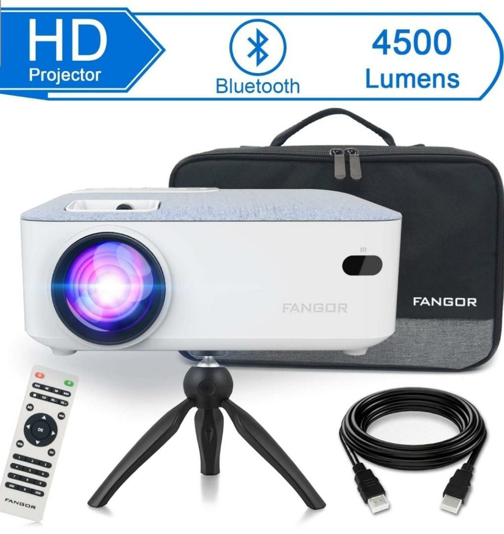 FANGOR HD Bluetooth Projector, 4500 Lux Portable LCD Projector 720P ...