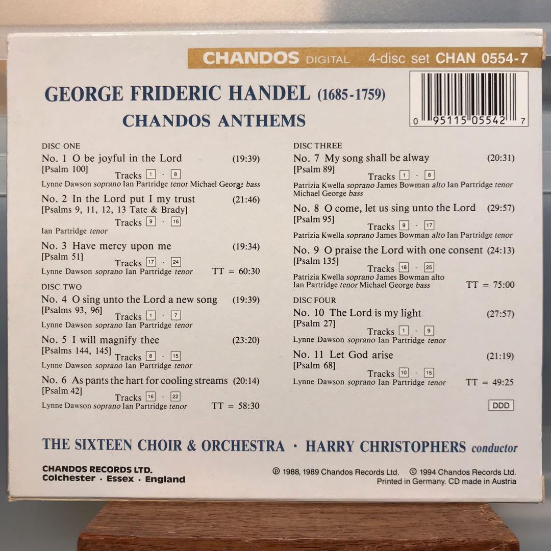 Handel Chandos Anthems complete 4CD box set, TV & Home Appliances, TV ...