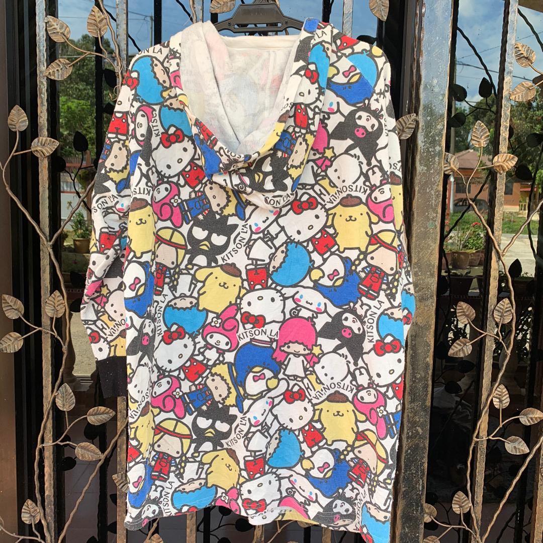 Kitson La X Senrio Character Hello Kitty Long Hoodie, Women's Fashion ...
