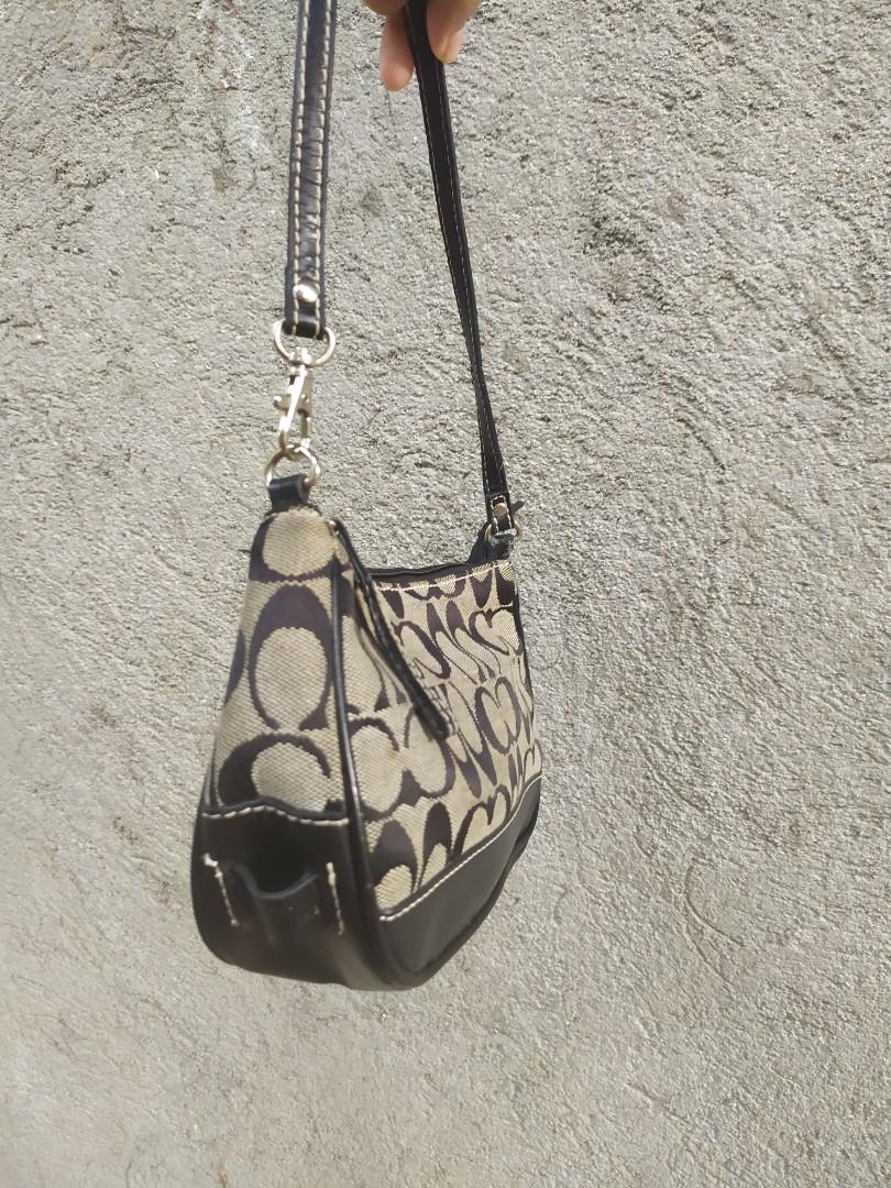 Original Coach mini 2-way wristlet shoulder bag in signature canvas ...