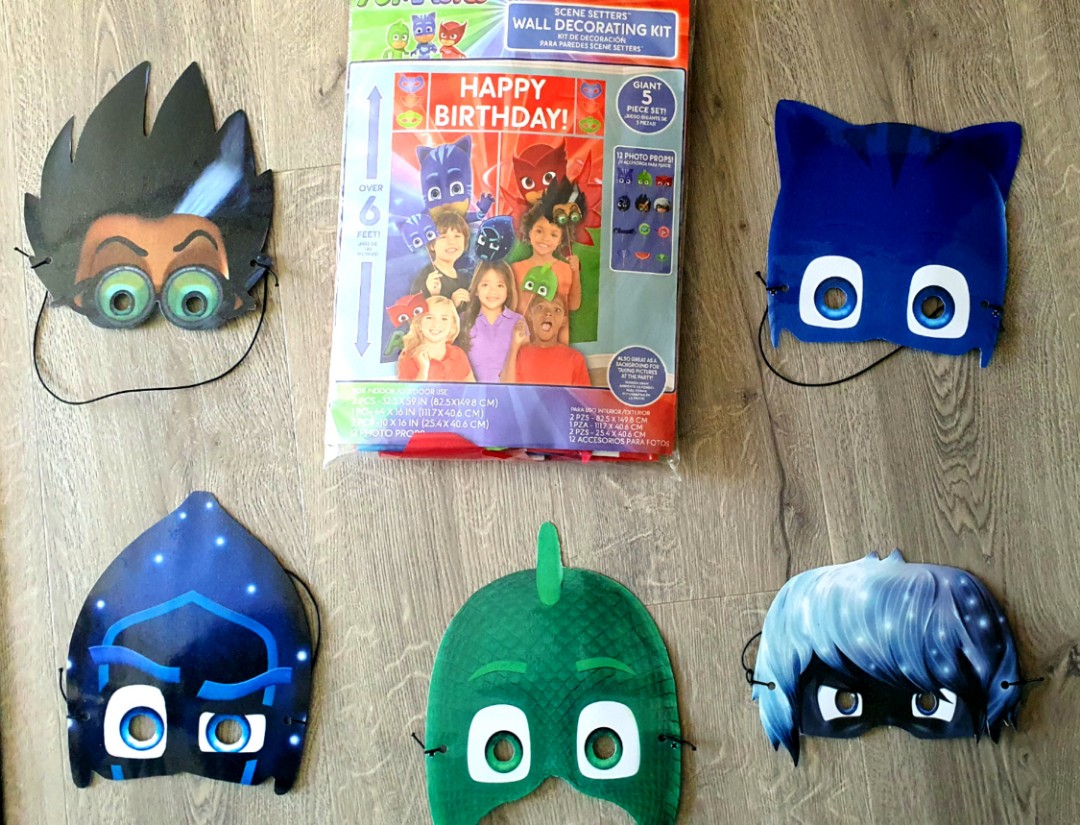PJ MASK scene setters with masks for birthday party, Toys & Games ...