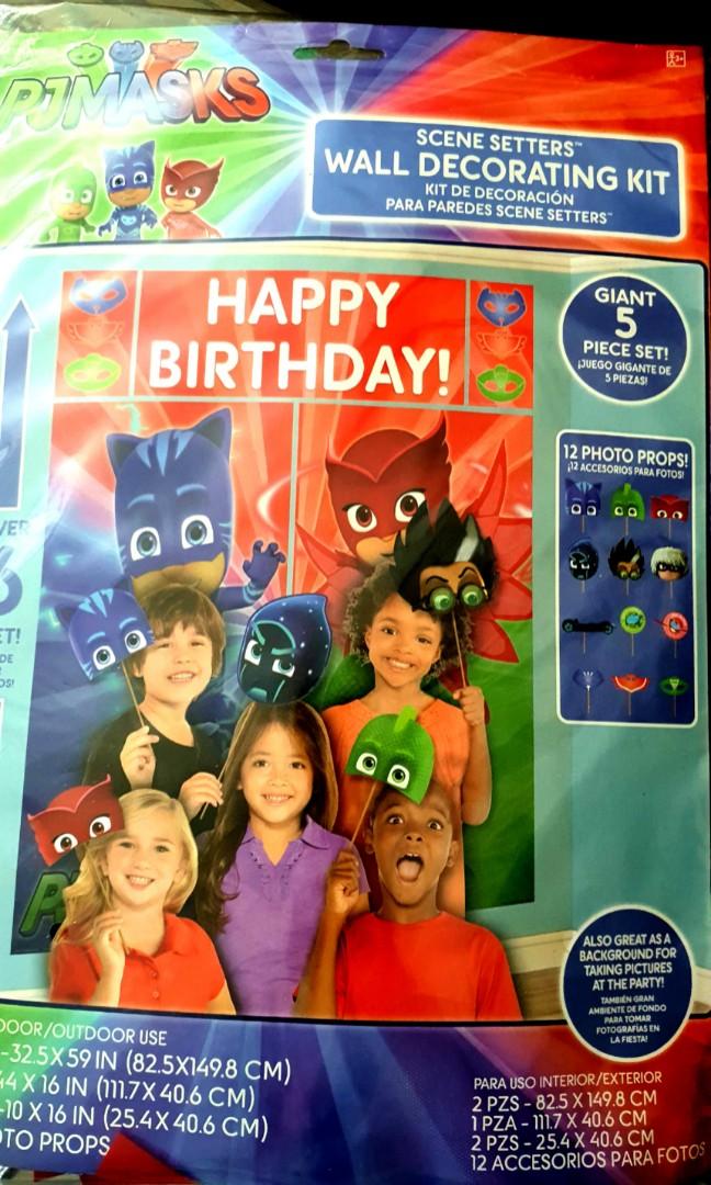 PJ MASK scene setters with masks for birthday party, Toys & Games ...