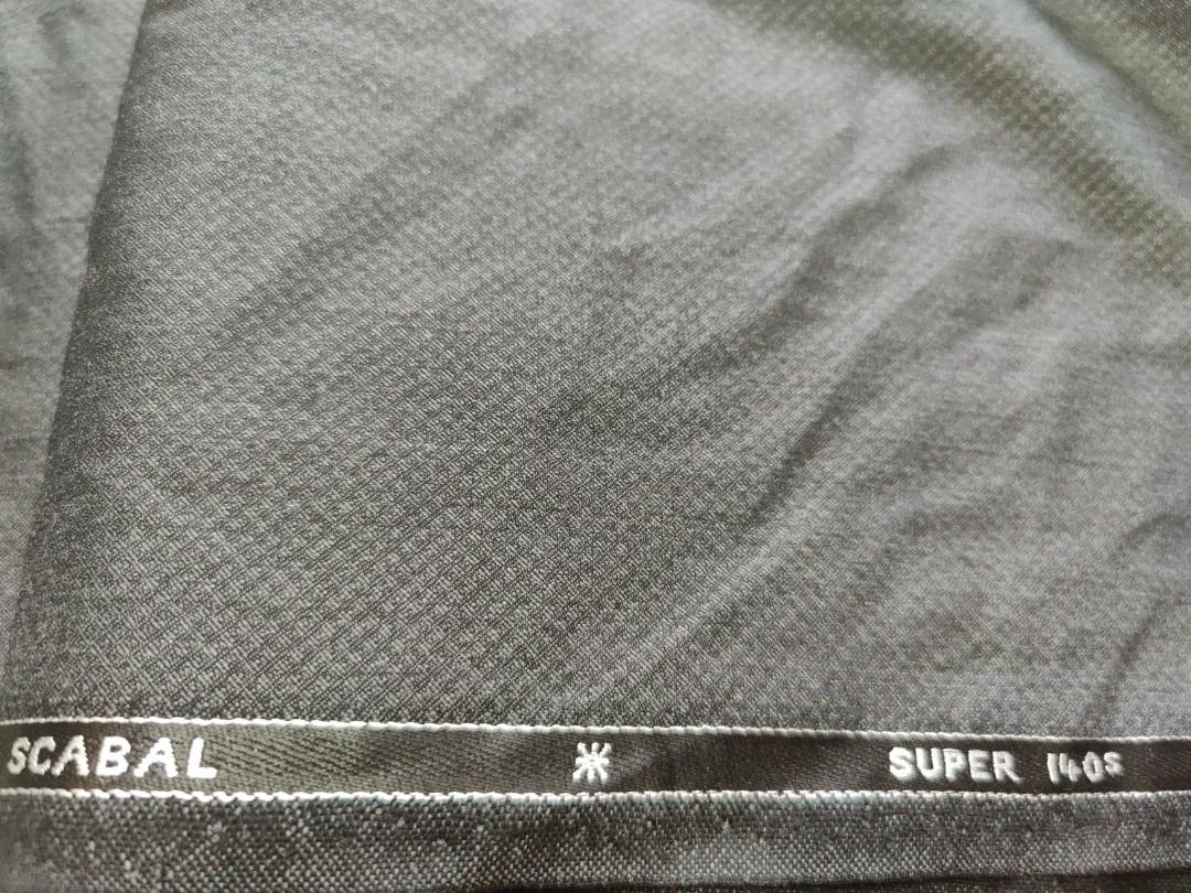 Scabal Londoner super 140 Charcoal honeycomb 3.55m suit wool fabric, Men's Fashion, Coats ...