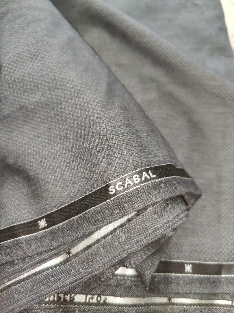 Scabal Londoner super 140 Charcoal honeycomb 3.55m suit wool fabric, Men's Fashion, Coats ...
