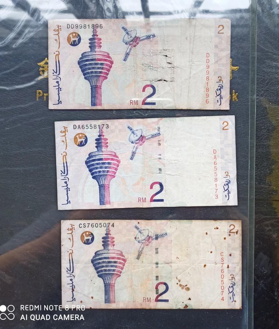 Siri 8 Old RM 2 Banknotes 3 Notes Selling RM 9.90 only Wang Kertas Lama ...