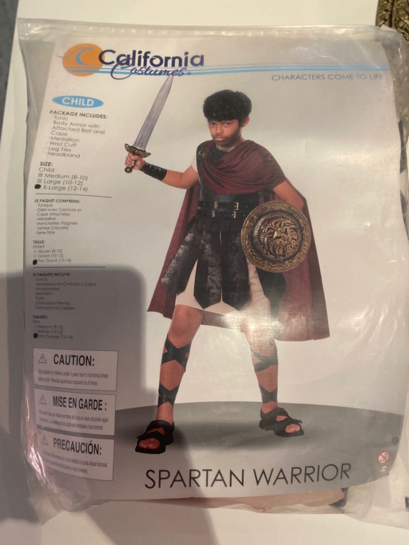 Spartan Warrior Costume size 12-14, Babies & Kids, Babies & Kids ...