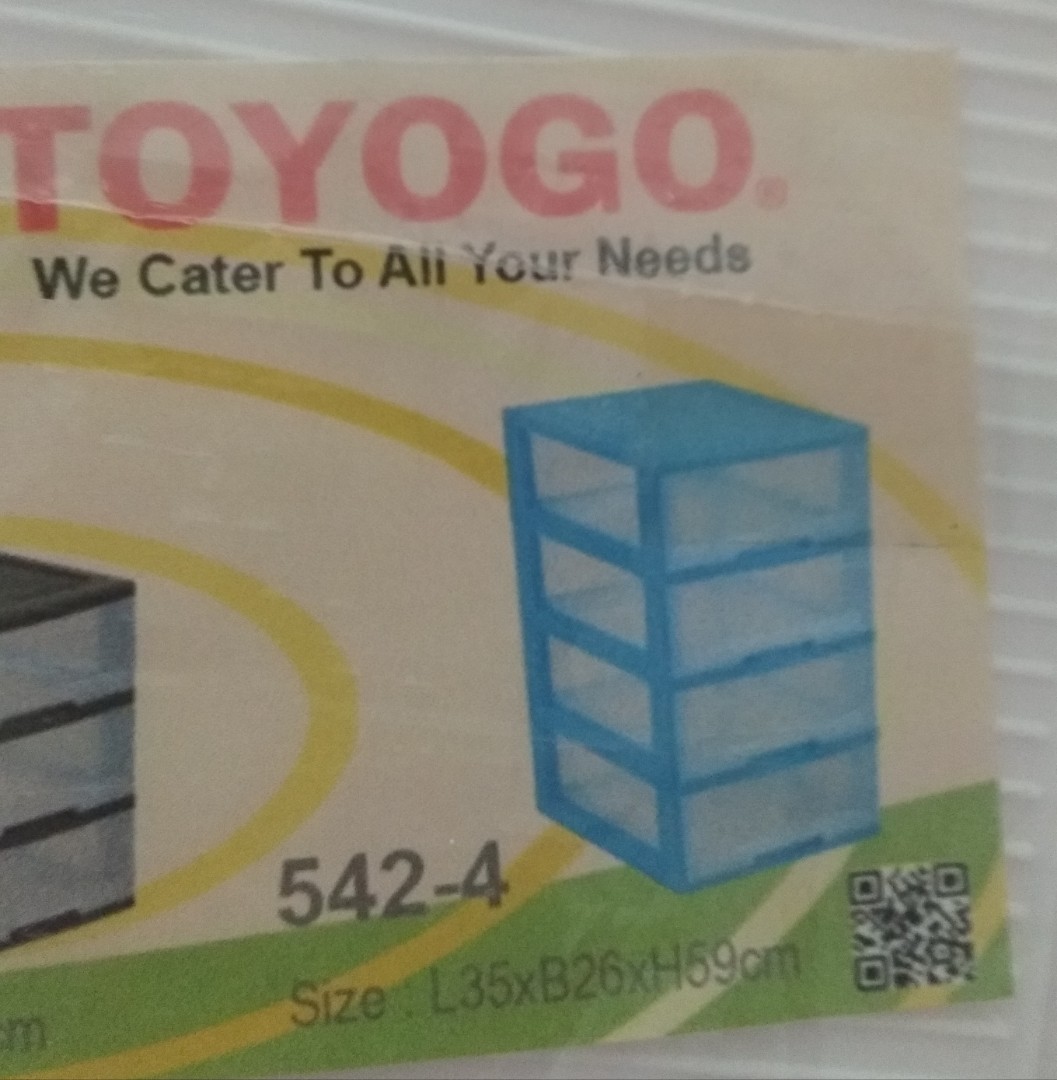 Toyogo plastic A4 four-tier drawer set, Furniture & Home Living, Home ...