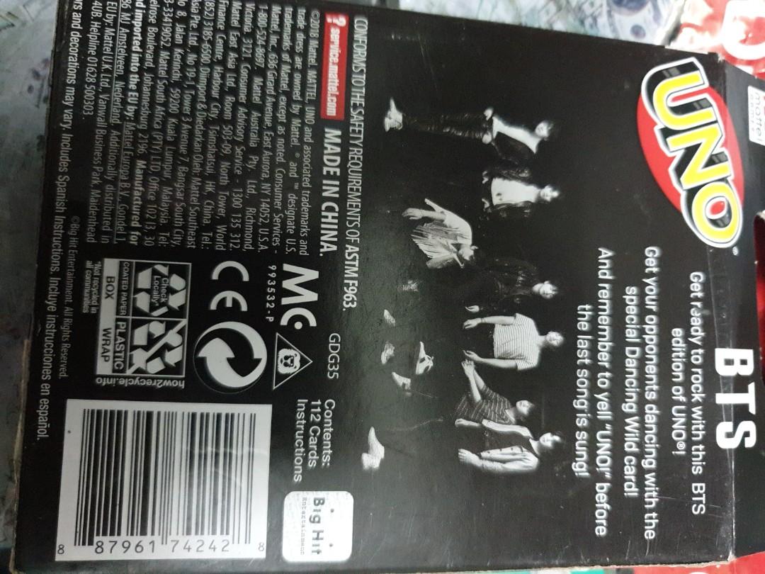 UNO BTS limited edition card game, Toys & Games, Board Games & Cards on ...