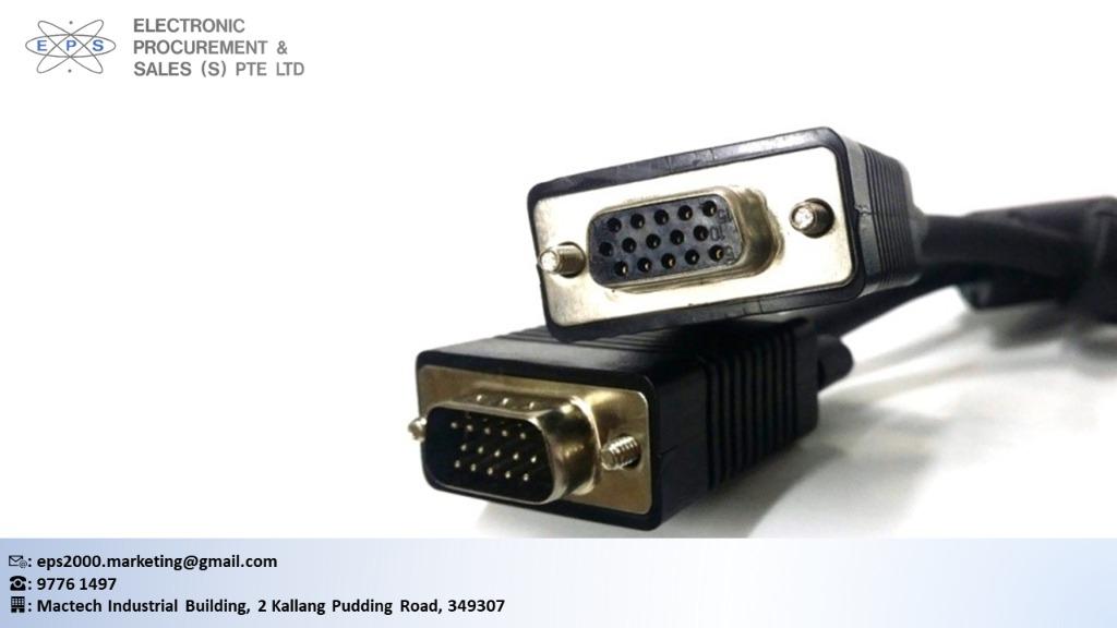 Low Voltage VGA Cable, c/w Two Ferrite Beads, Moulded, with all 15 pins ...