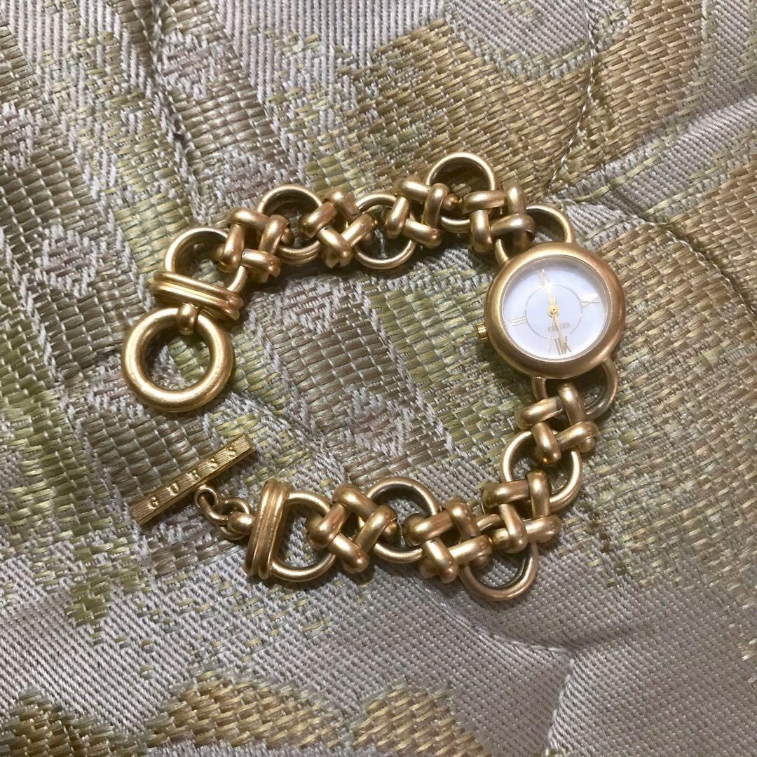 Vintage GUESS Gold-Tone Chain Watch, Luxury, Watches on Carousell