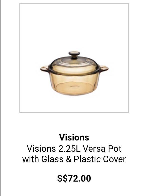 3 PC Vision glass pot 3.5l and 2.25l stackable with lid, Furniture ...