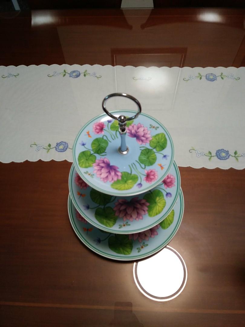 3 tier cake/sandwich/ pastry porcelain serving caddy., Furniture & Home ...