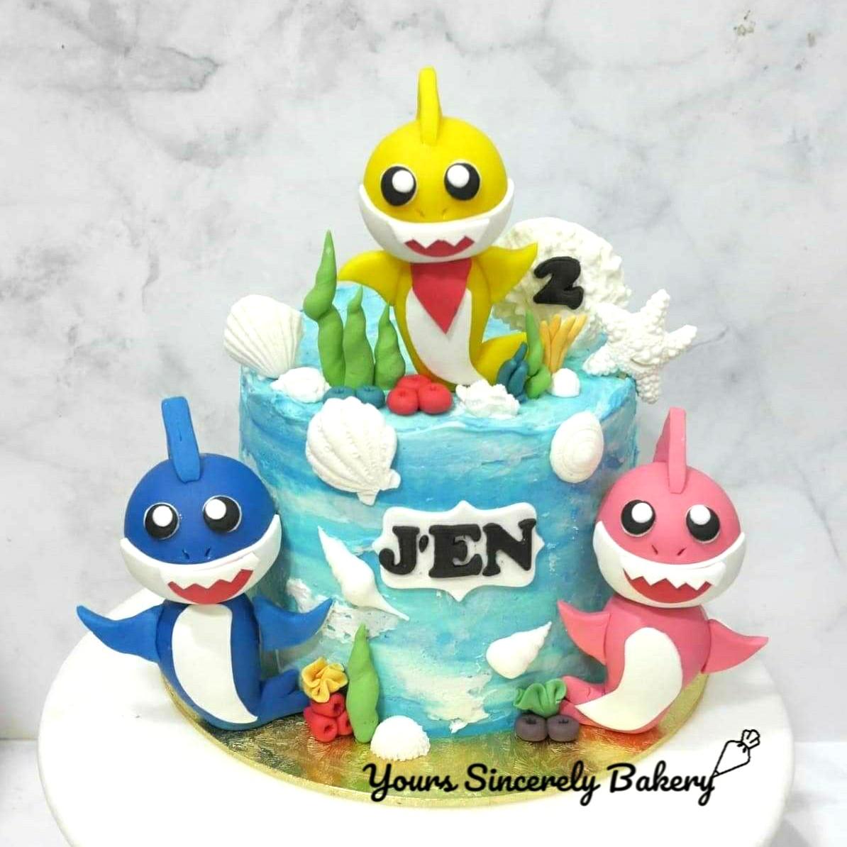 5" Baby Shark Cake, Food & Drinks, Homemade Bakes on Carousell