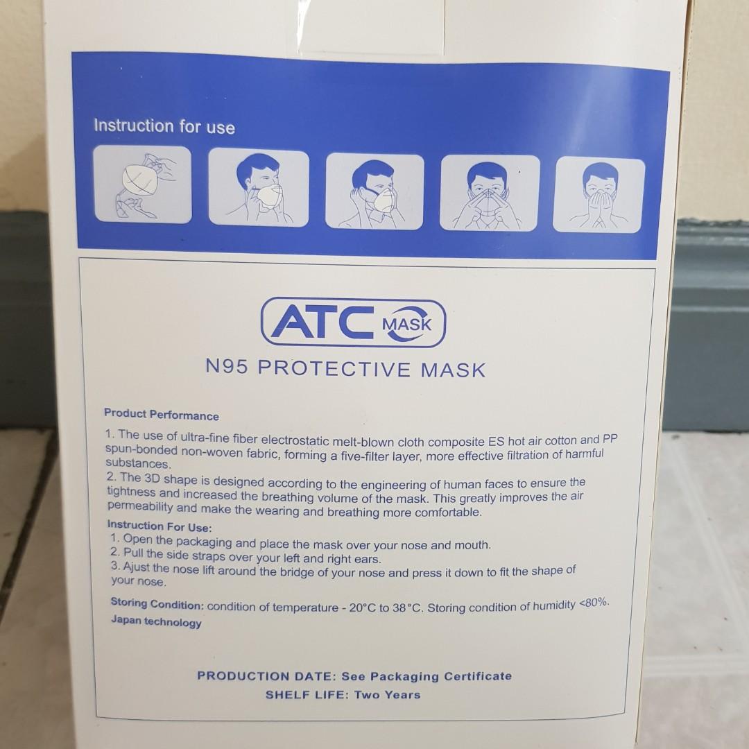 ATC N95 Protective Face Mask, Beauty & Personal Care, Face, Face Care ...