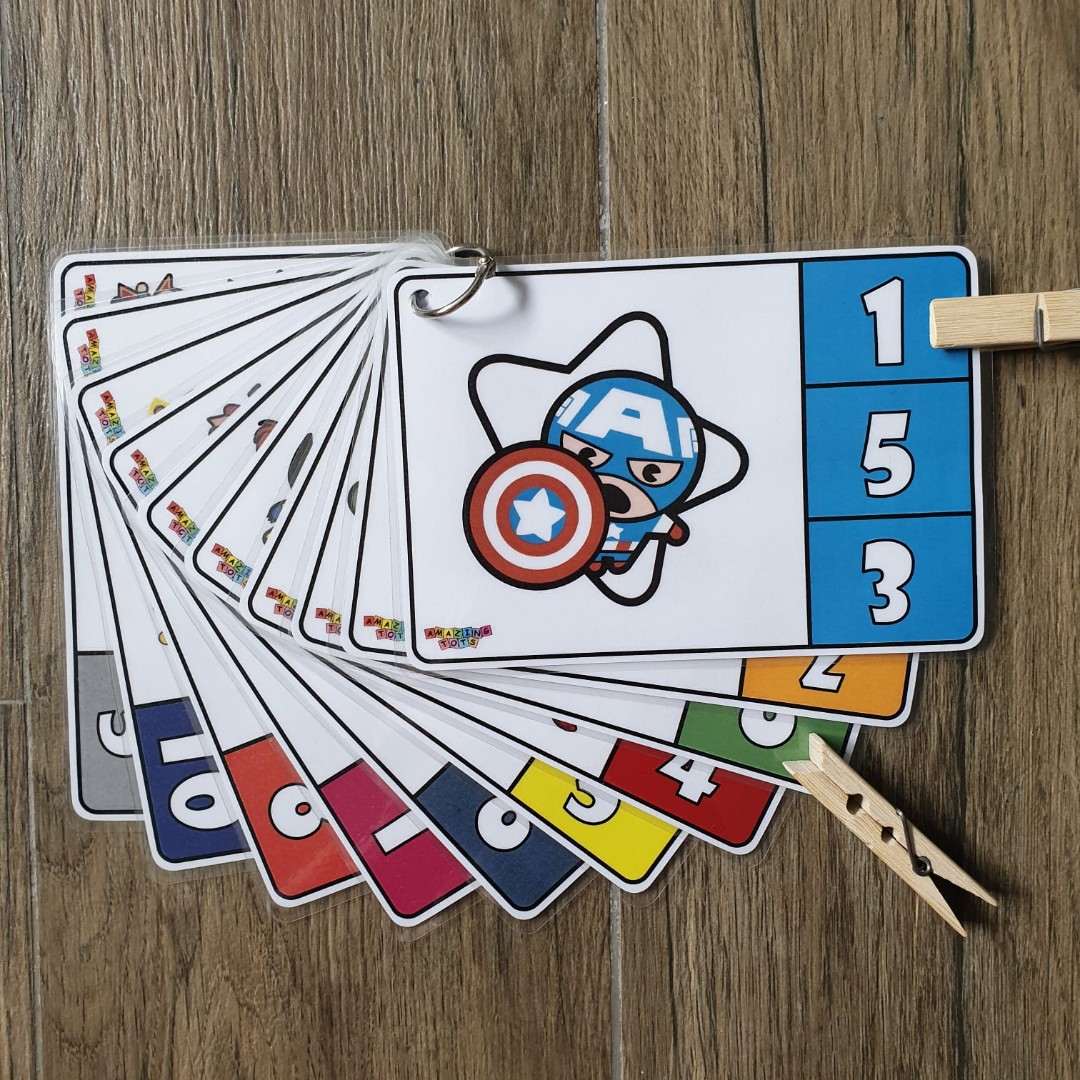Counting clip cards (avengers), Hobbies & Toys, Toys & Games on Carousell