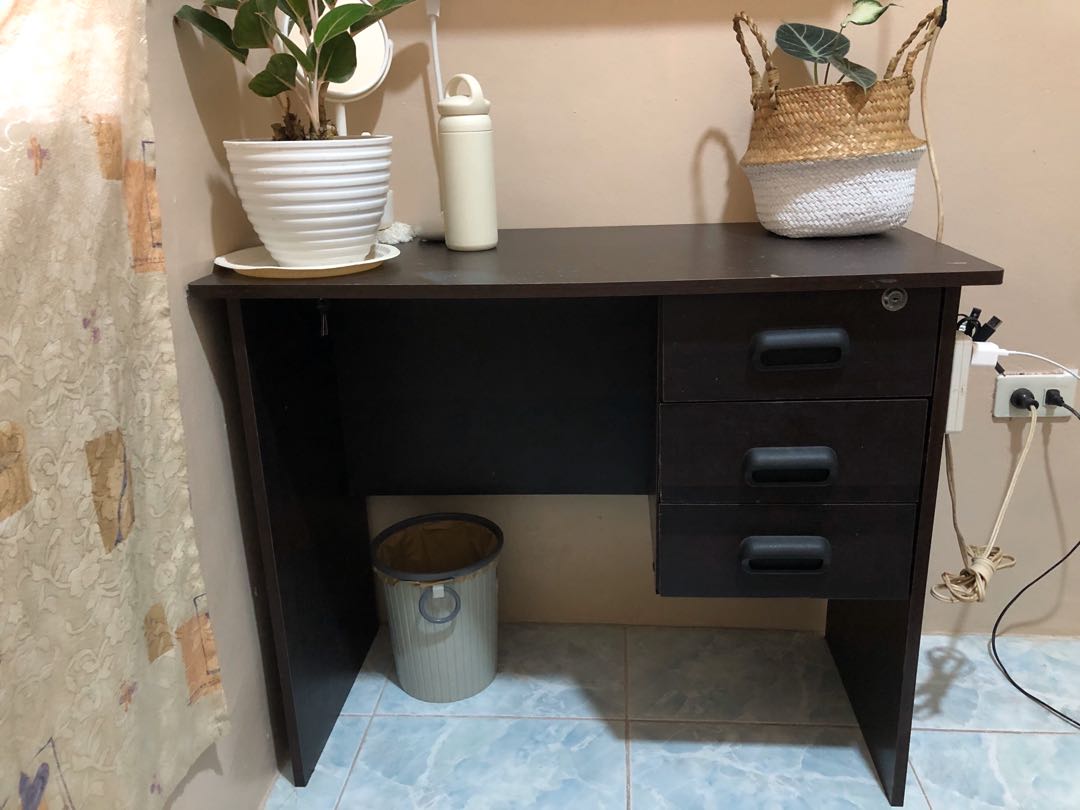 Dark Brown Laminated Study Table, Furniture & Home Living, Office ...