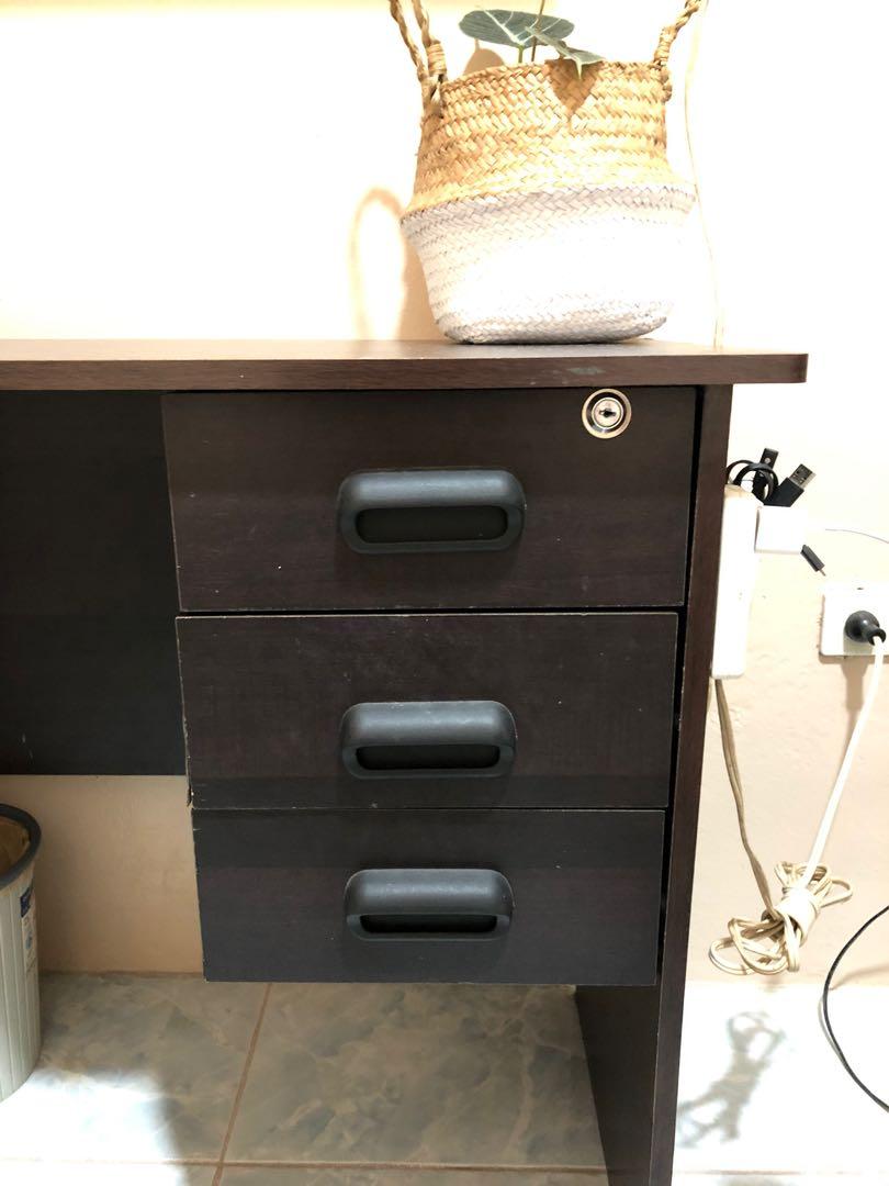 Dark Brown Laminated Study Table, Furniture & Home Living, Office ...
