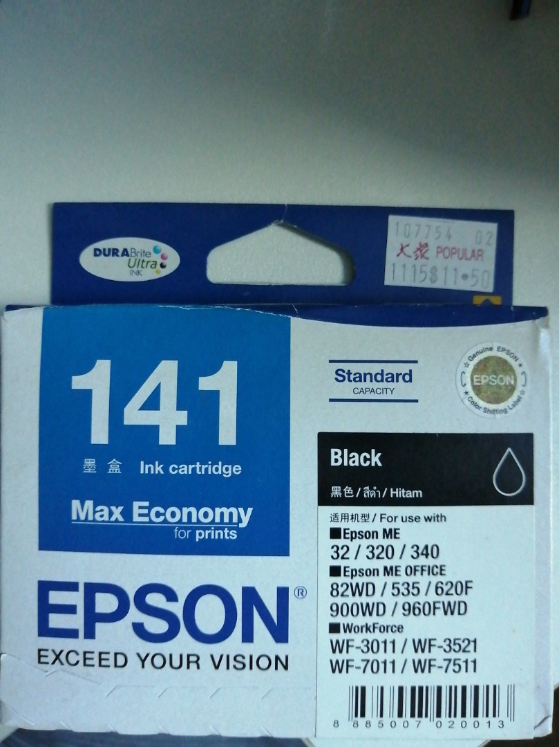 Epson Printer Black Ink 141, Computers & Tech, Printers, Scanners ...