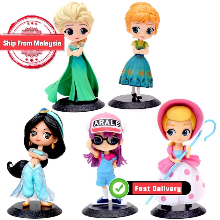 Princess Qposket Cartoon Elsa anna Arale shepherdess Jasmine PVC Action ...