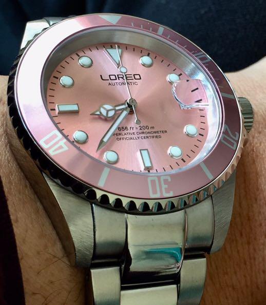 Rare Pink Dial LOREO 200M Automatic Diver for Ladies, 名牌, 手錶 - Carousell