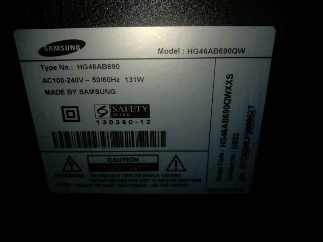 Samsung 46 inch Tv With DVT-2 Box, TV & Home Appliances, TV ...