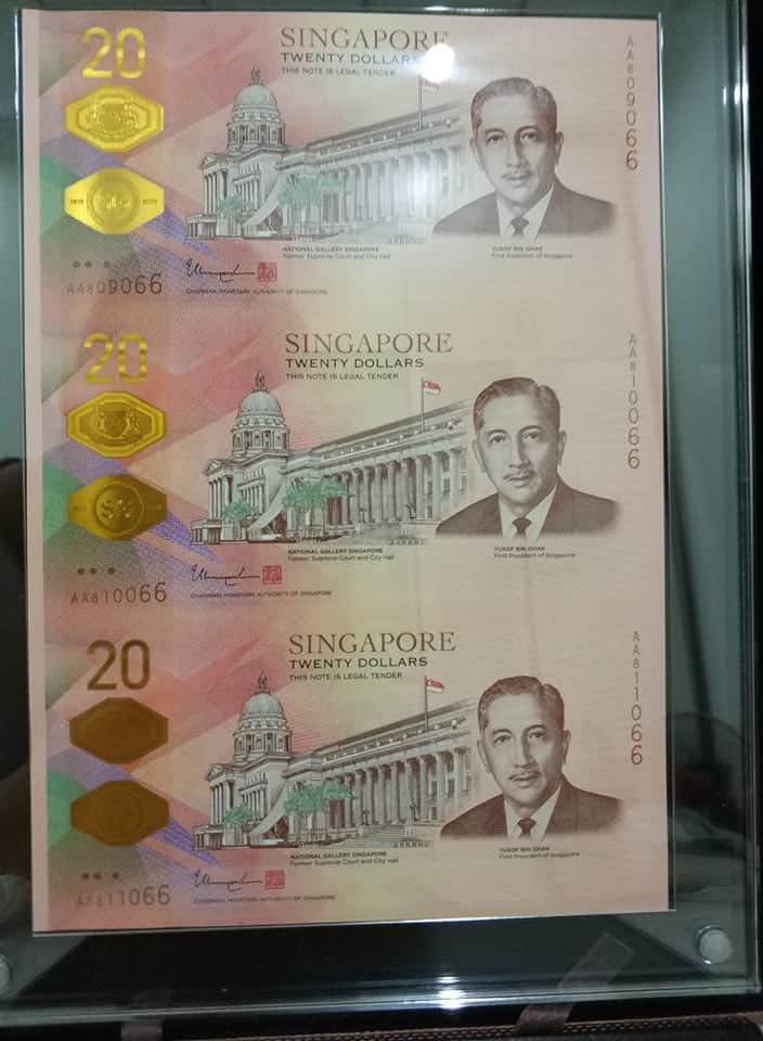 Singapore 20 dollar uncut commemorative Note, Hobbies & Toys ...