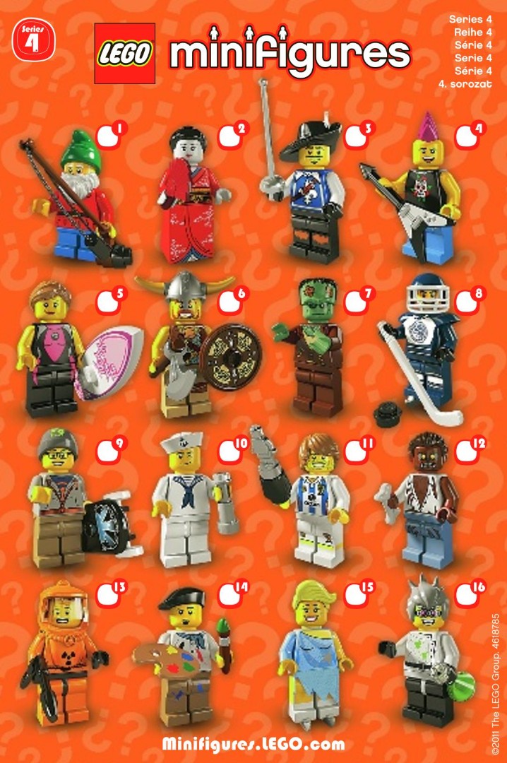 全新 已開袋確認 lego 8804 series 4 full set 16 款 minifigures 人仔， 有蛋紙 底板, 興趣及遊戲 ...