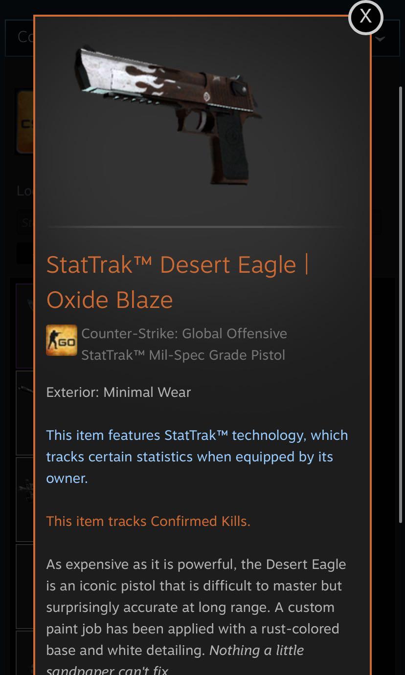 Csgo Skins Oxide Blaze Desert Eagle ST MW csgo knife csgo skins, Video Gaming, Gaming ...