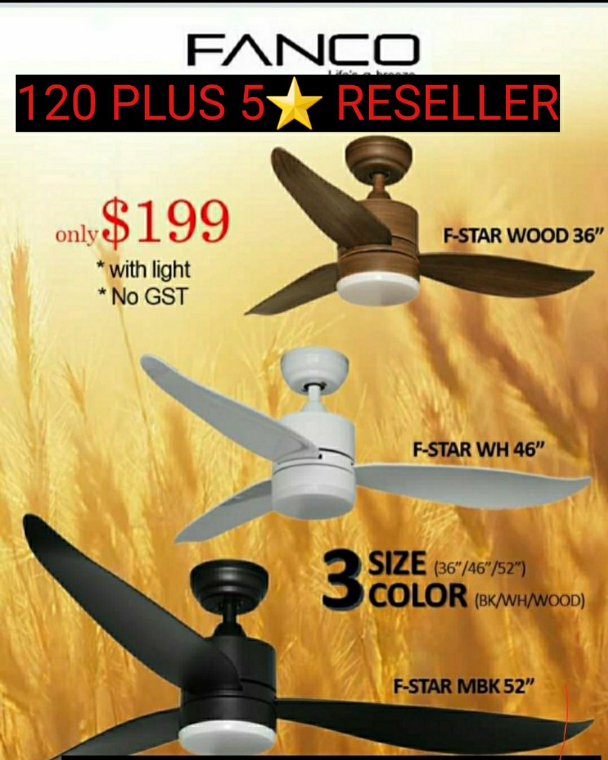 Fanco Ceiling Fan Fstar (remote and tricolor led included), Furniture ...