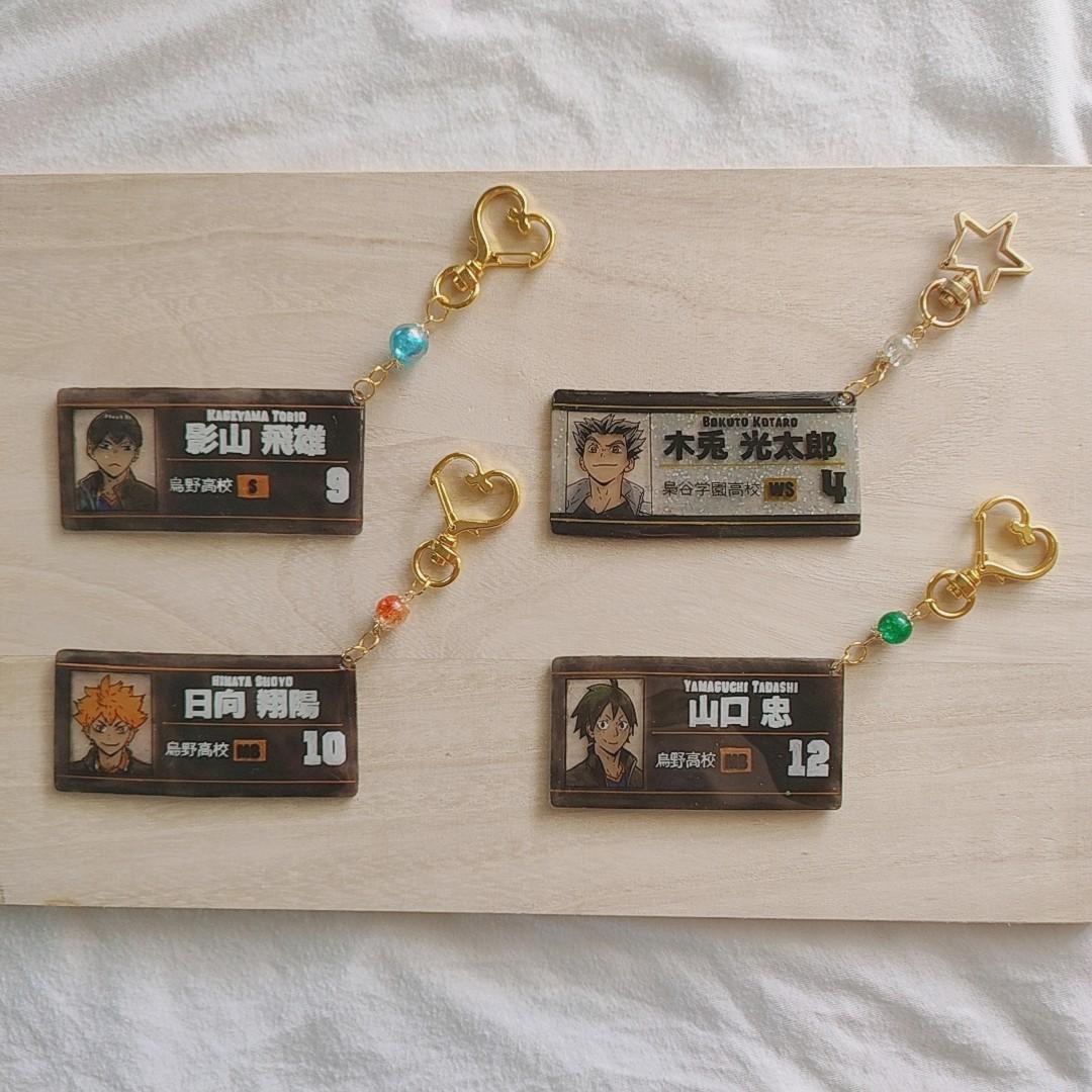 Haikyuu Customised Name Tag Keychain Badge Bokuto Nishinoya Kuro ...