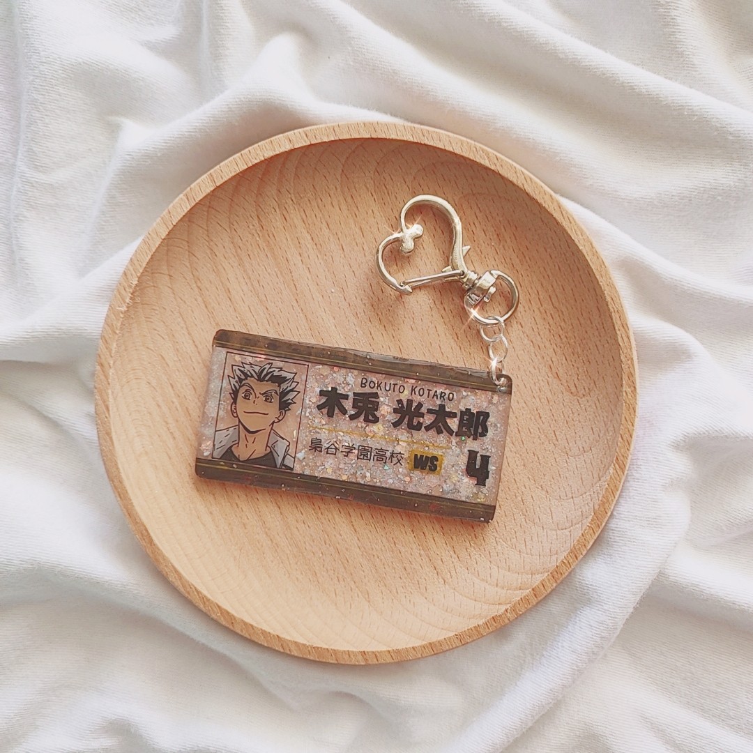 Haikyuu Customised Name Tag Keychain Badge Bokuto Nishinoya Kuro ...