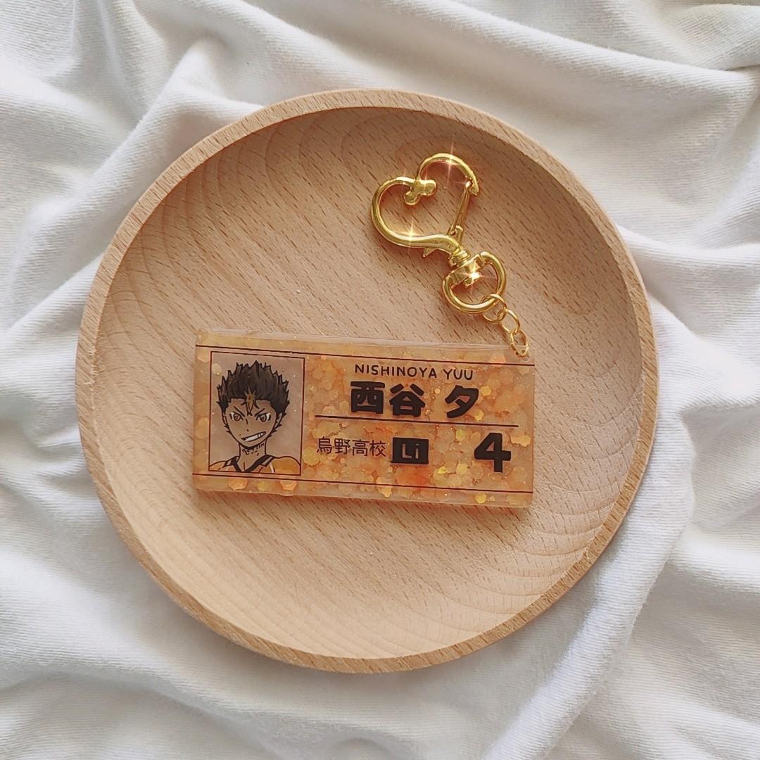 Haikyuu Customised Name Tag Keychain Badge Bokuto Nishinoya Kuro ...