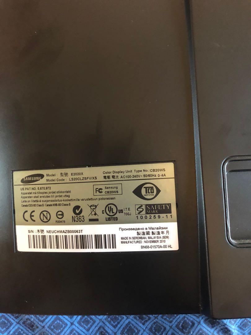 Samsung SyncMaster E2020 20 inch monitor, Computers & Tech, Parts ...