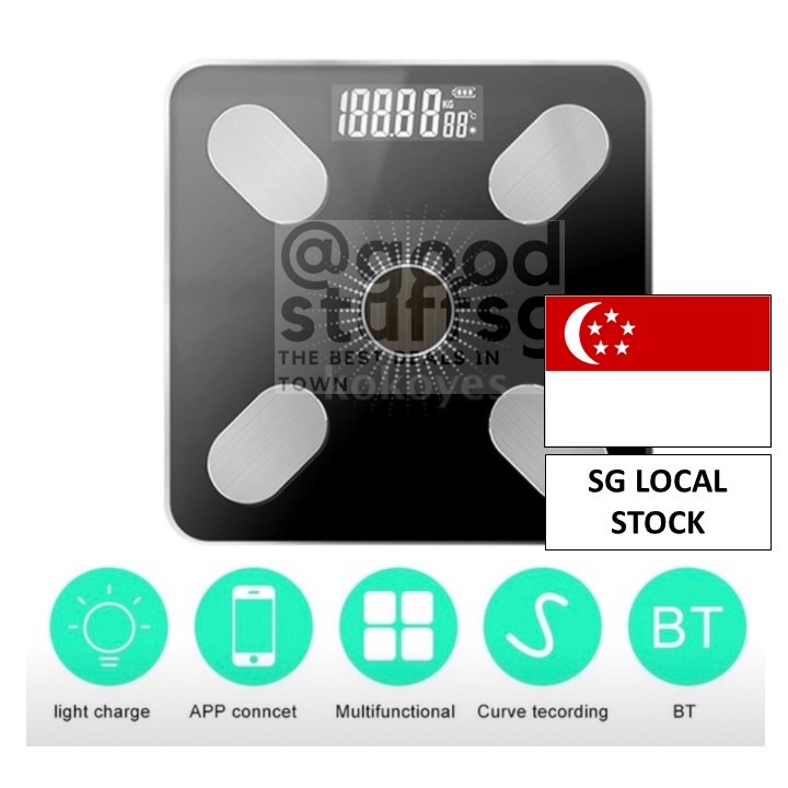 [SG STOCK] Solar Powered Power Smart Bluetooth Body Fat Weight Scale 12 ...