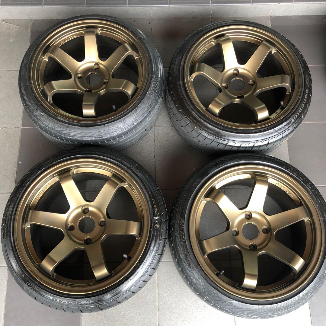Sport Rim TE37 CONCAVE 17X9JJ PCD114, Auto Accessories on Carousell