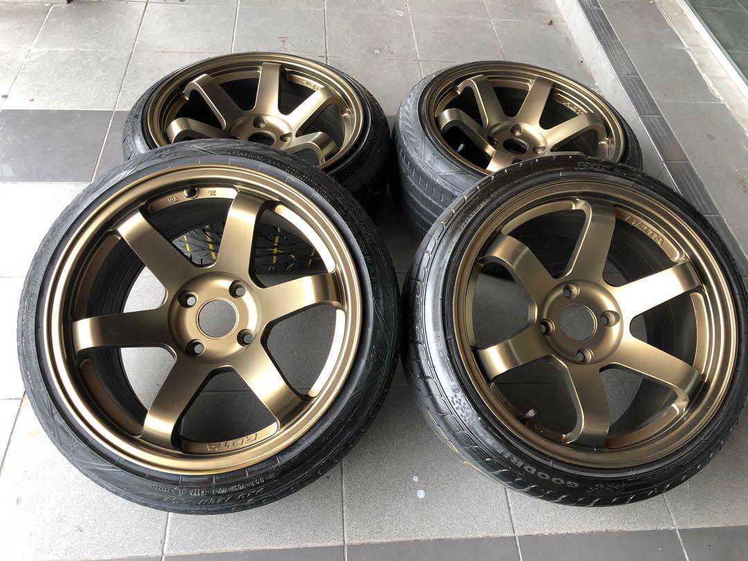 Sport Rim TE37 CONCAVE 17X9JJ PCD114, Auto Accessories on Carousell