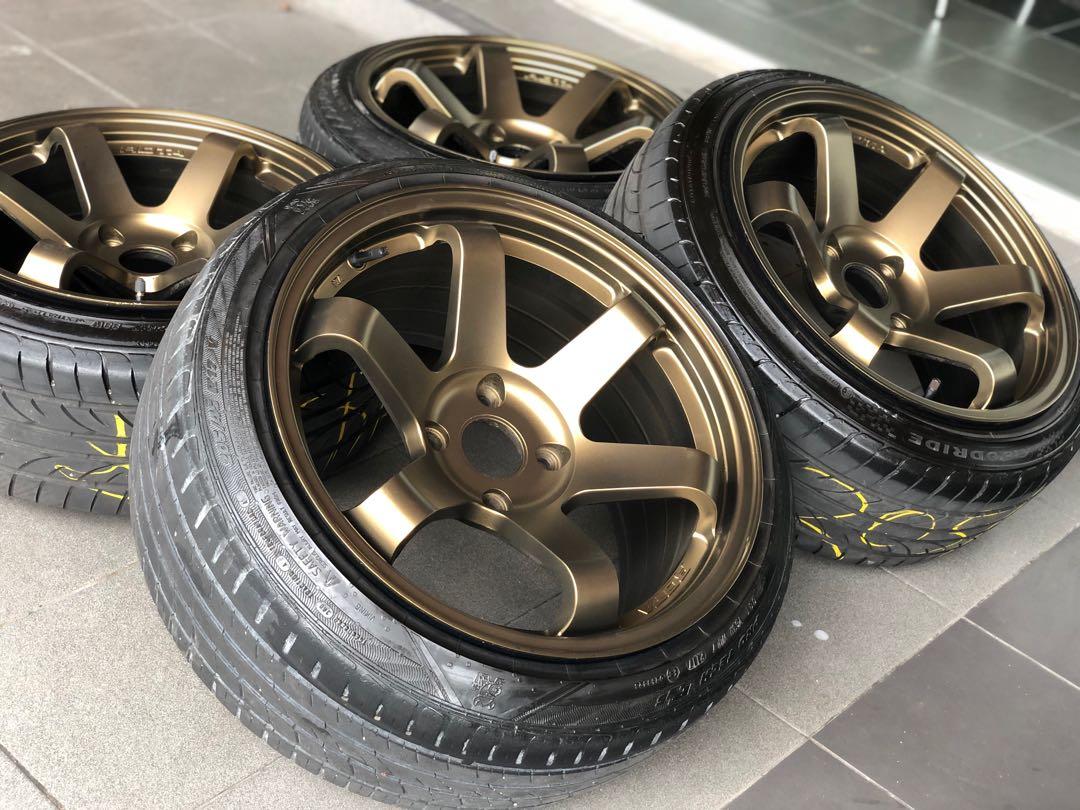 Sport Rim TE37 CONCAVE 17X9JJ PCD114, Auto Accessories on Carousell