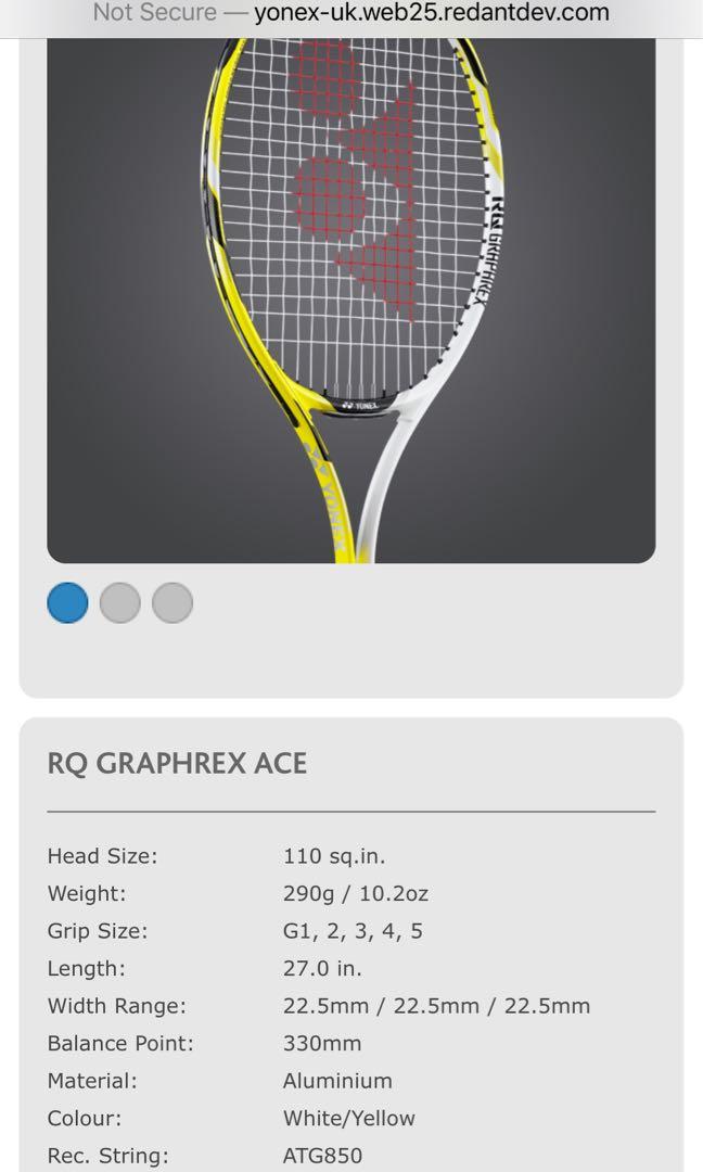 Yonex Graphrex Ace Isometric IPS Tennis Racquet Racket, Sports ...