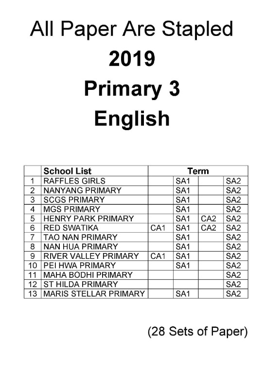 2019 Primary 3 Past Year Exam Paper, Books & Stationery, Textbooks ...