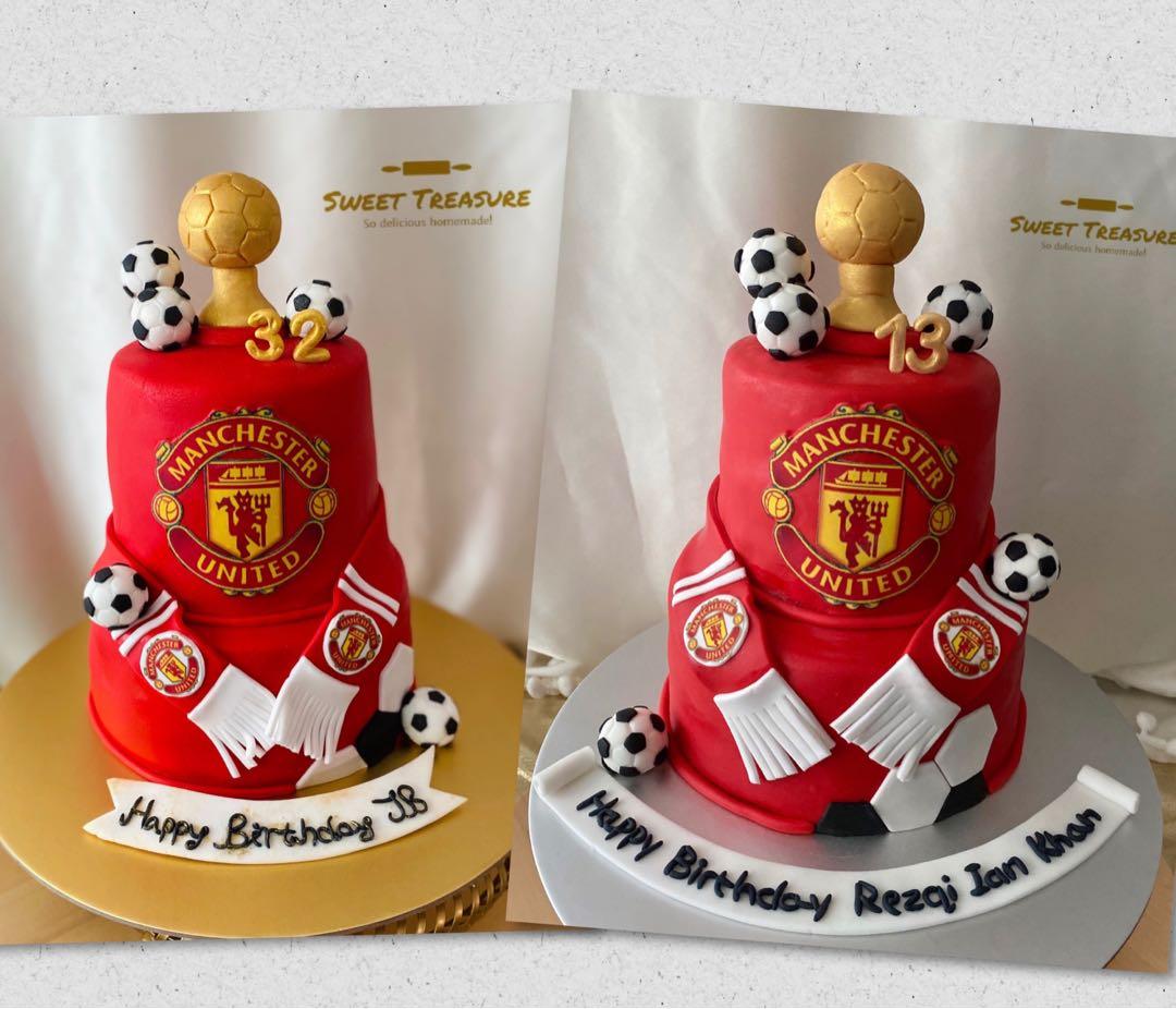 Different sizes avail - 6”, 8” cake or 2 tiers cakes Manchester United ...