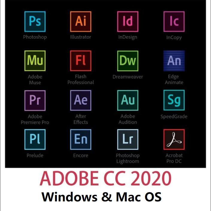 Adobe CC2020 Full Set, Acrobat, AE, AI, AN, AU, BR, CH, DN, DW, IC, ID, LR, ME, PL, PR, PS, XD ...