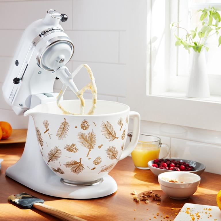 BNIB Kitchenaid 5-Quart (4.3 / 4.7 / 4.8L) Ceramic Bowl (Gold Conifer ...