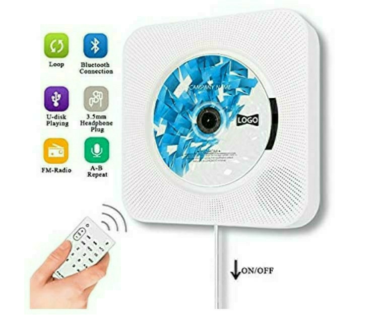 Jimwey Portable CD Player, Wall Mountable Bluetooth Built-in HiFi ...