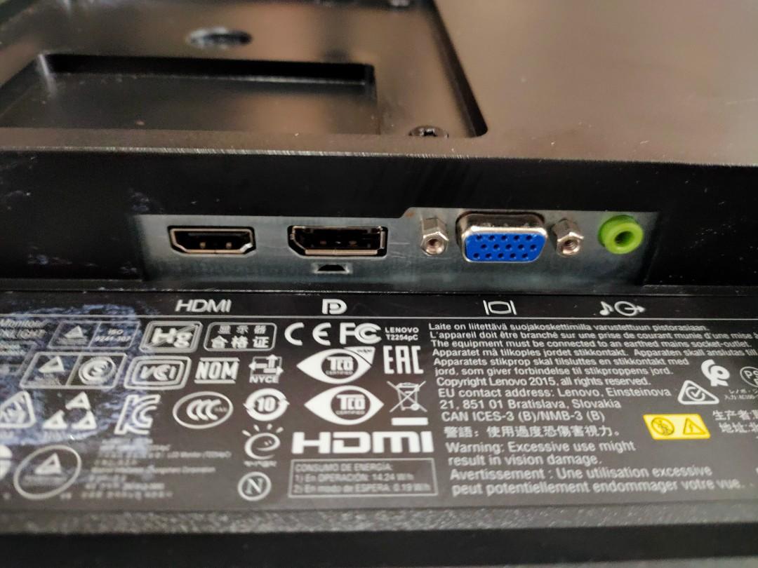 Lenovo ThinkVision T2254, Computers & Tech, Parts & Accessories ...