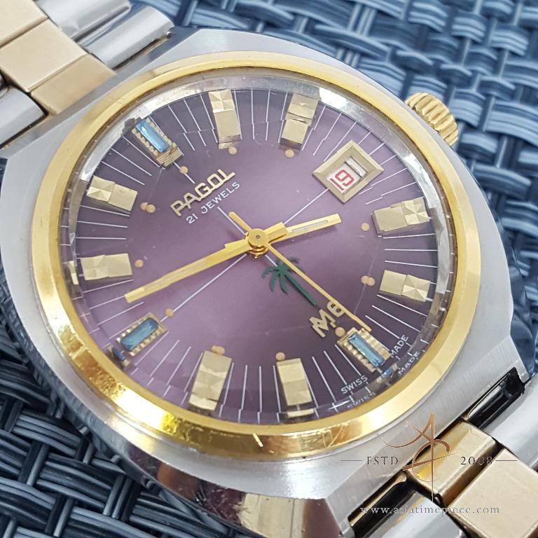 Rare Purple Pagol M6 Vintage Swiss Watch, Luxury, Watches on Carousell