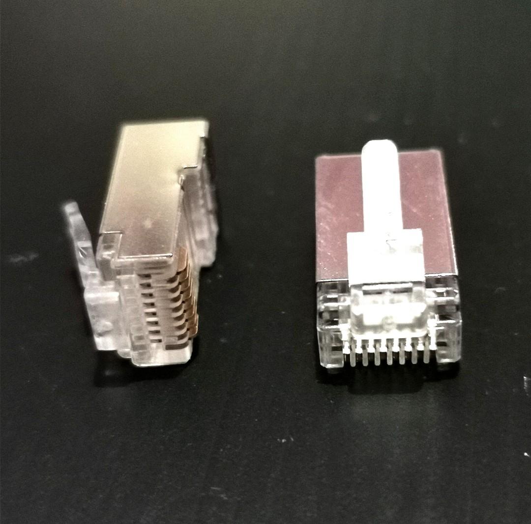 RJ45 Shielded Modular Plug/Connector for Cat5e UTP/FTP & Cat6 UTP 24 ...