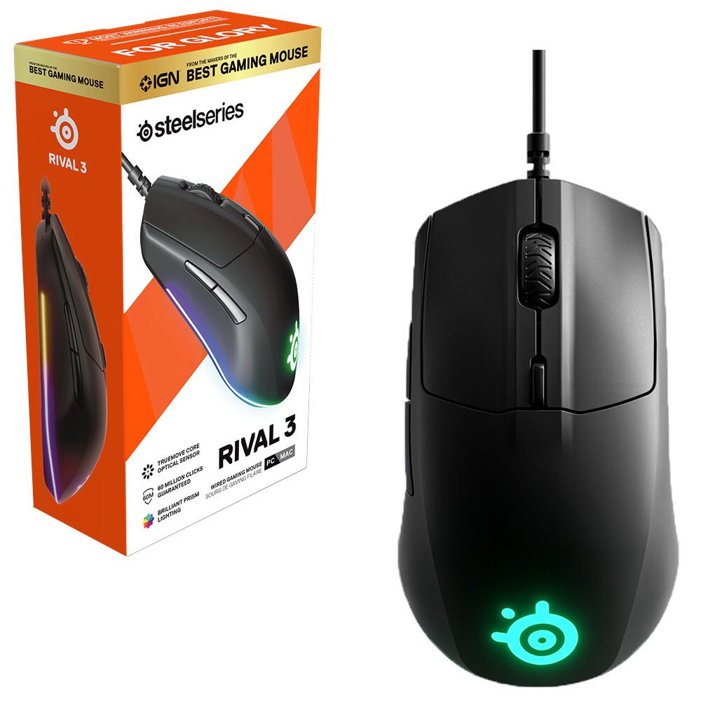 STEELSERIES MOUSE GAMING WIRED RIVAL 3 (62513), Computers & Tech, Parts ...