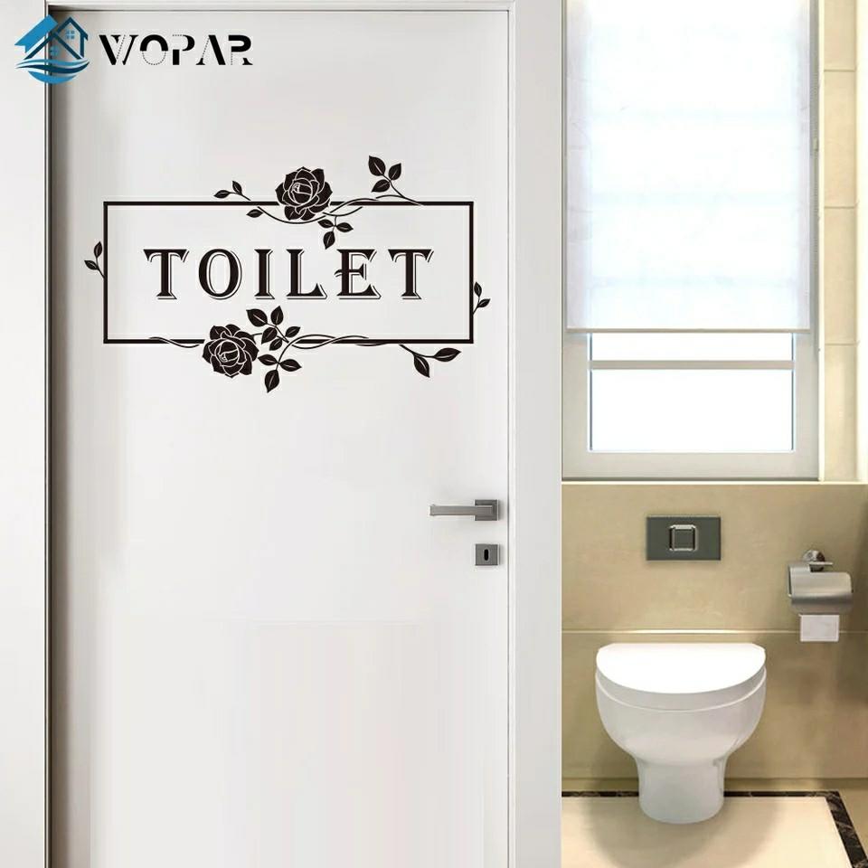 Toilet Door Sticker Sign Waterproof Wall Sticker Bathroom, Furniture ...