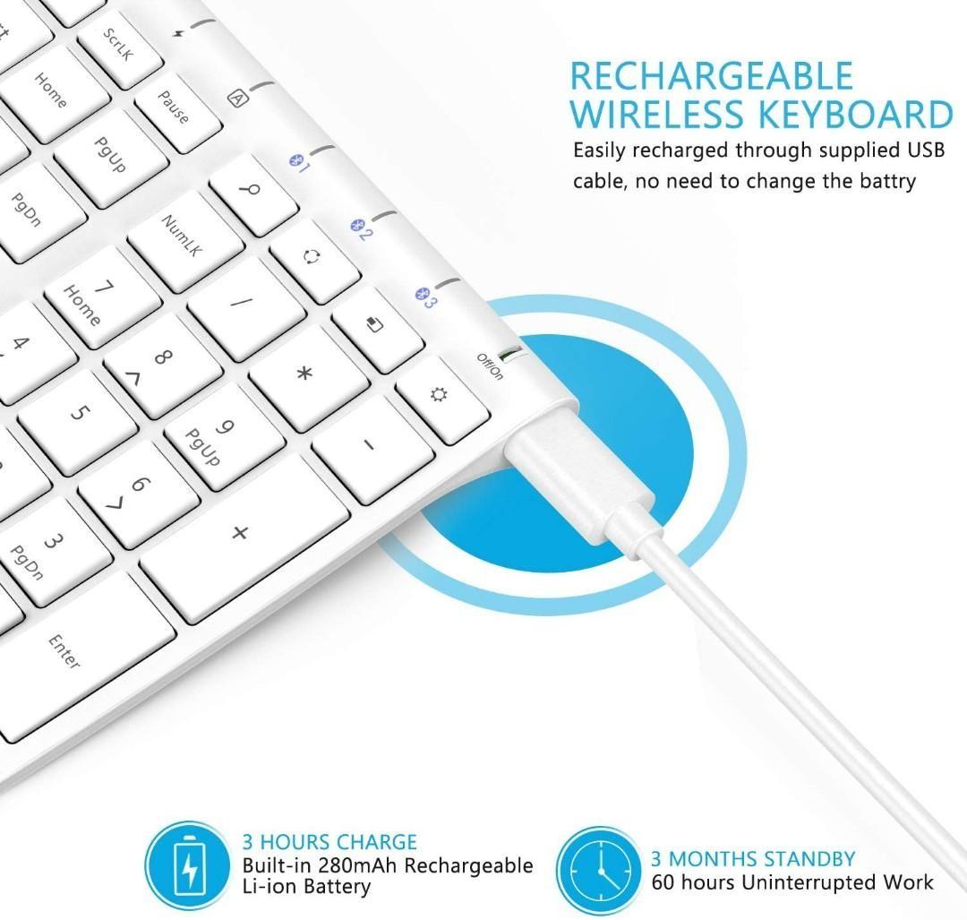 BN Bluetooth Keyboard Multi-Device, Jelly Comb KUS-015C Universal ...