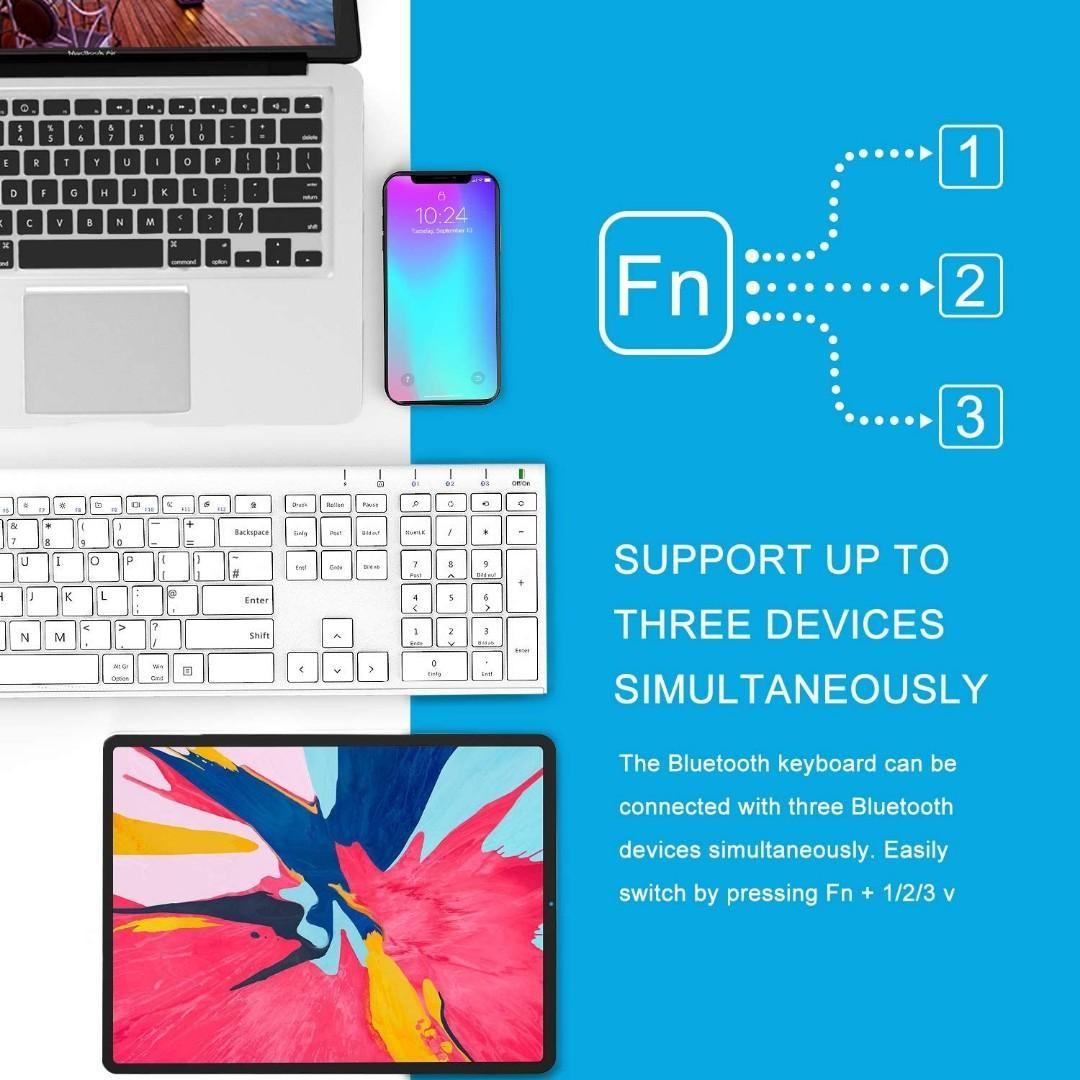 BN Bluetooth Keyboard Multi-Device, Jelly Comb KUS-015C Universal ...